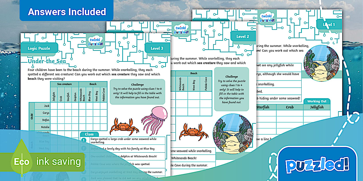 Under the Sea Logic Puzzle - Twinkl - Kids Puzzles - Twinkl