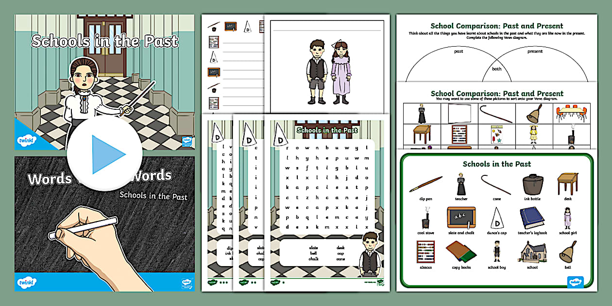 Schools in the Past Worksheet and Resource Pack - Twinkl