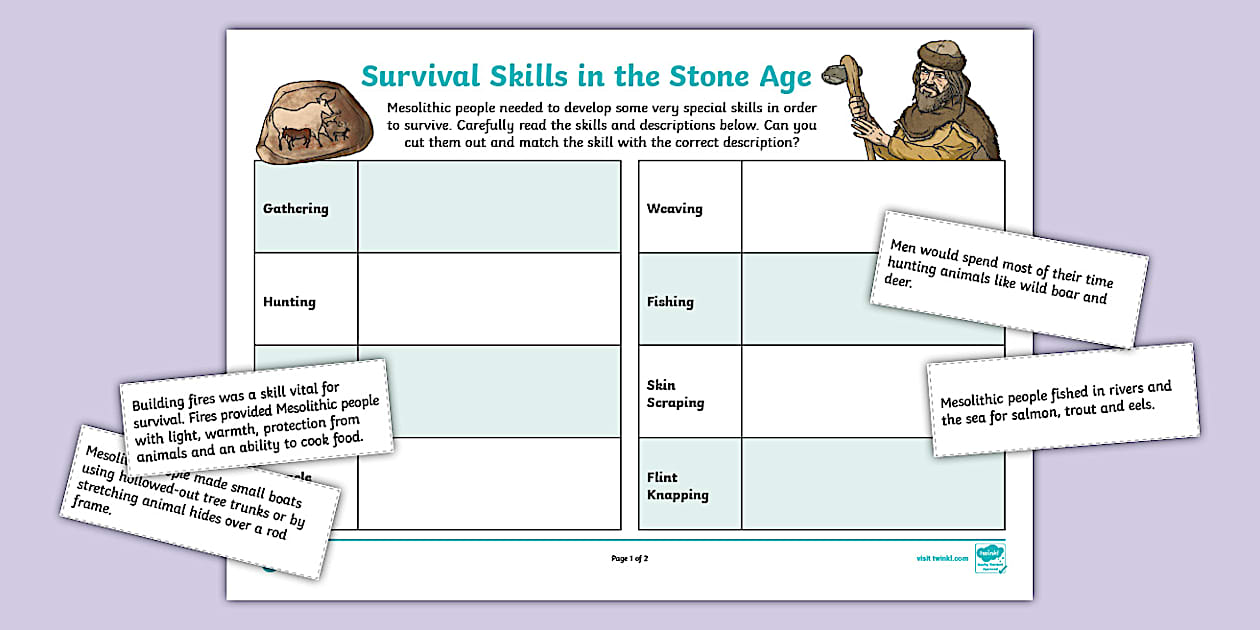 Survival Skills in the Stone Age (teacher made) - Twinkl