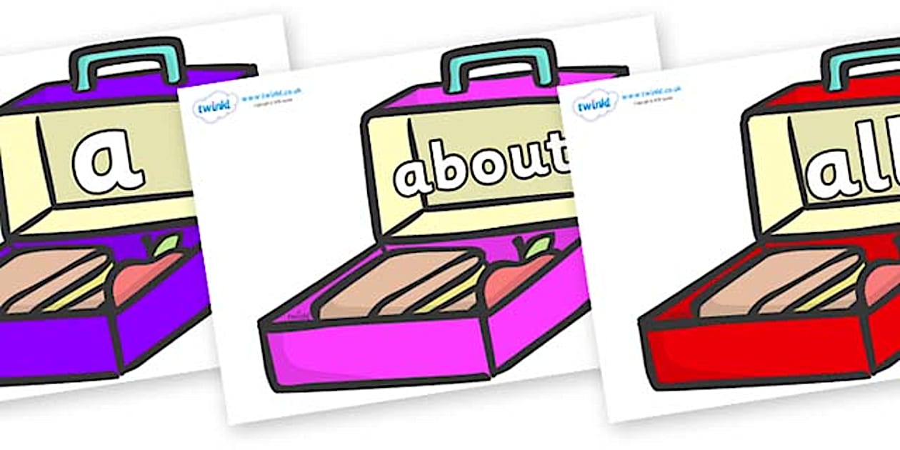 Cursive 100 High Frequency Words on Lunchboxes (Multicolour)