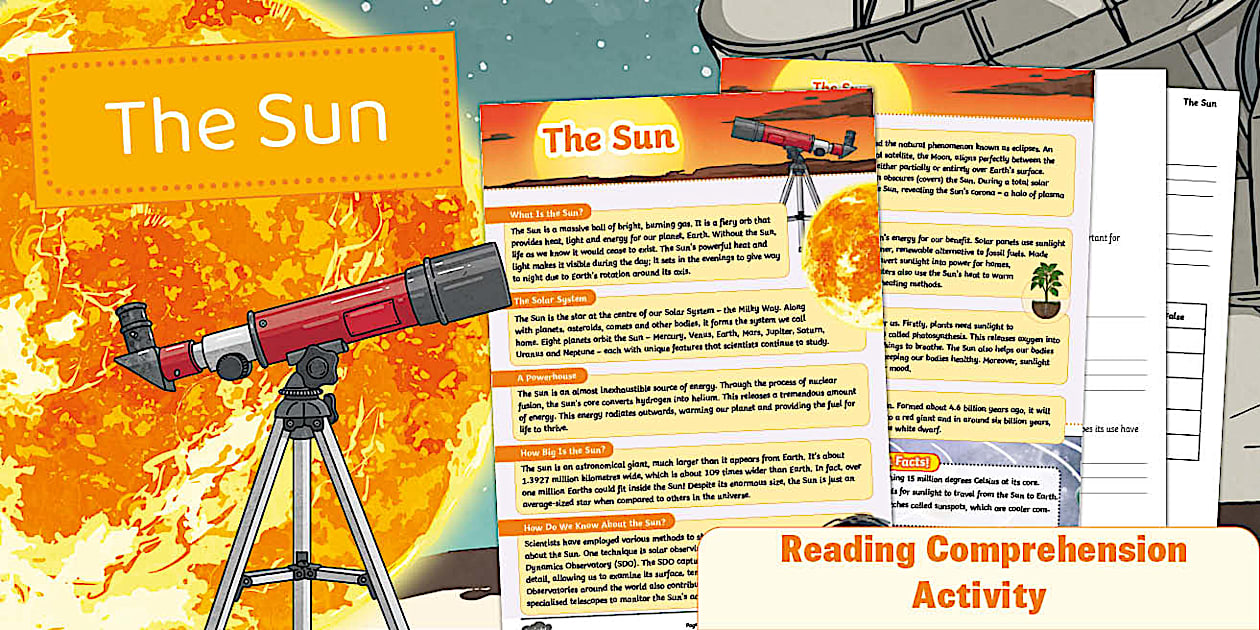 UKS2 The Sun Reading Comprehension Activity