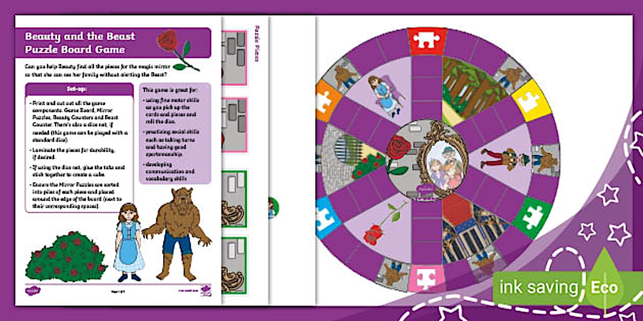 Beauty and the Beast Puzzle Board Game (teacher made)