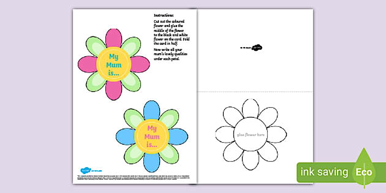 Mother's Day Flower Card Template (teacher made) - Twinkl