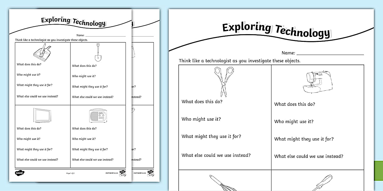 Level 1 and 2 Technology: Exploring Technology Activity Sheet