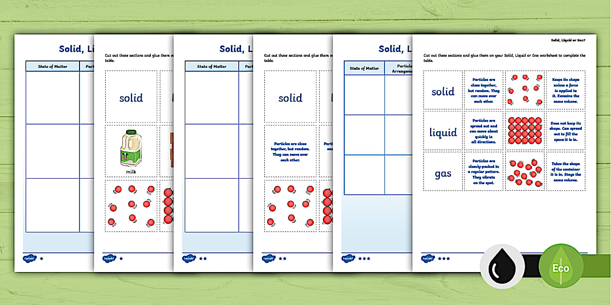 Solid, Liquid and Gas Cut and Paste Activity - Twinkl
