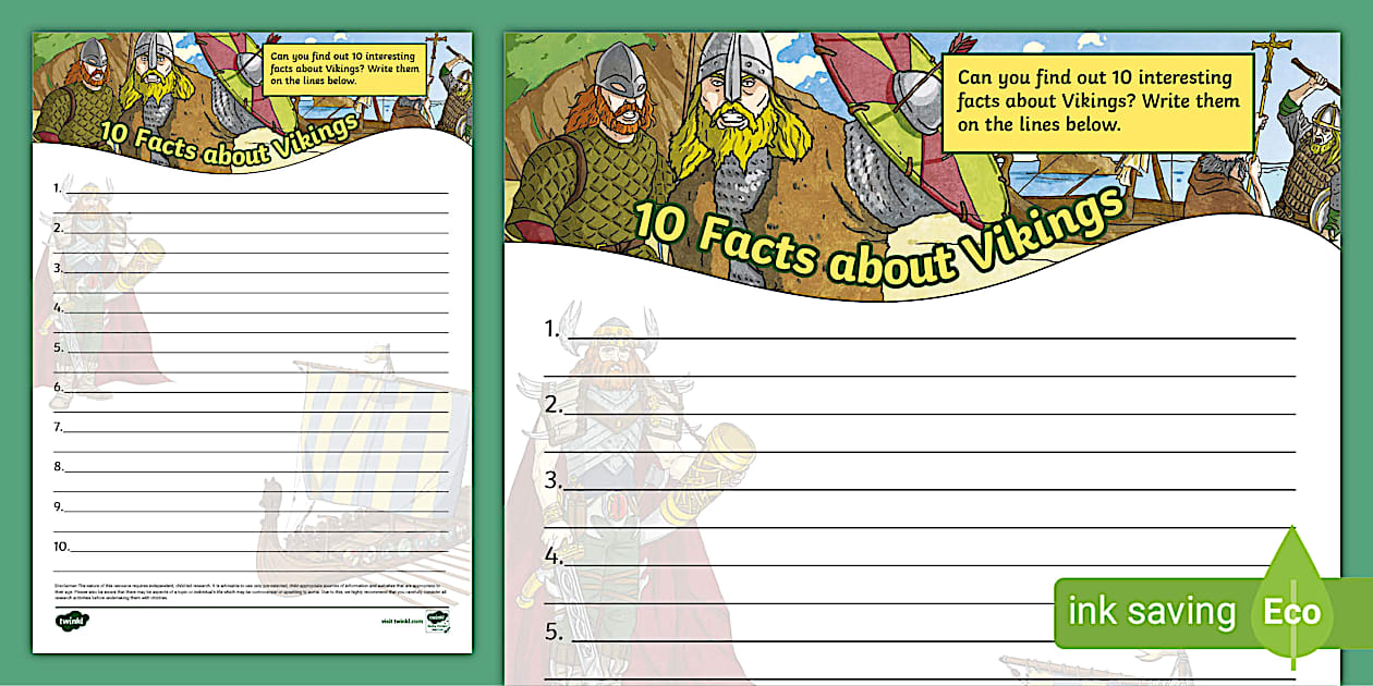 10 Interesting Facts about Vikings Worksheet