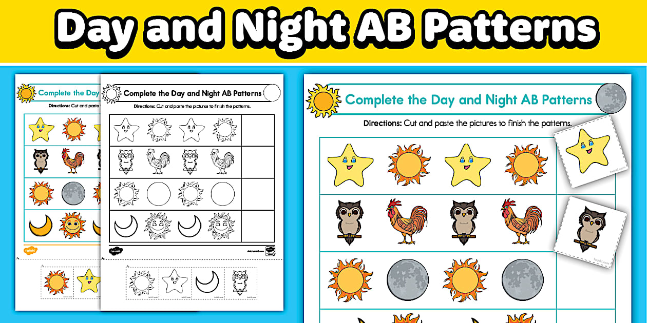 Day and Night AB Patterns Cut and Paste Activity