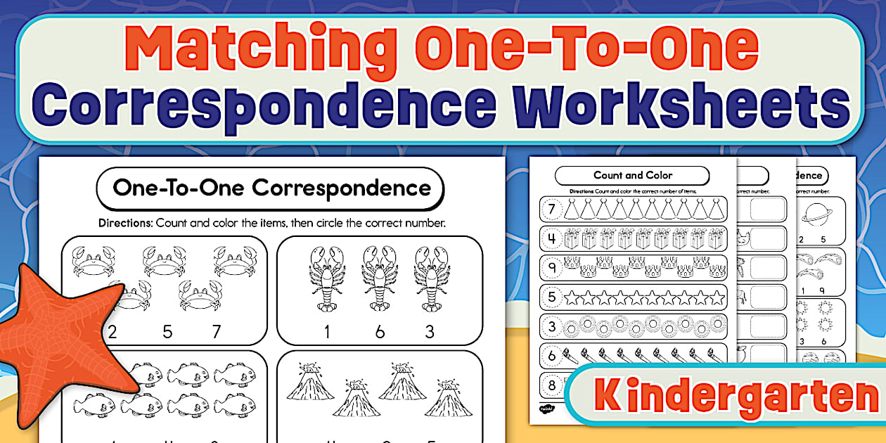 Kindergarten Matching One-To-One Correspondence Worksheets