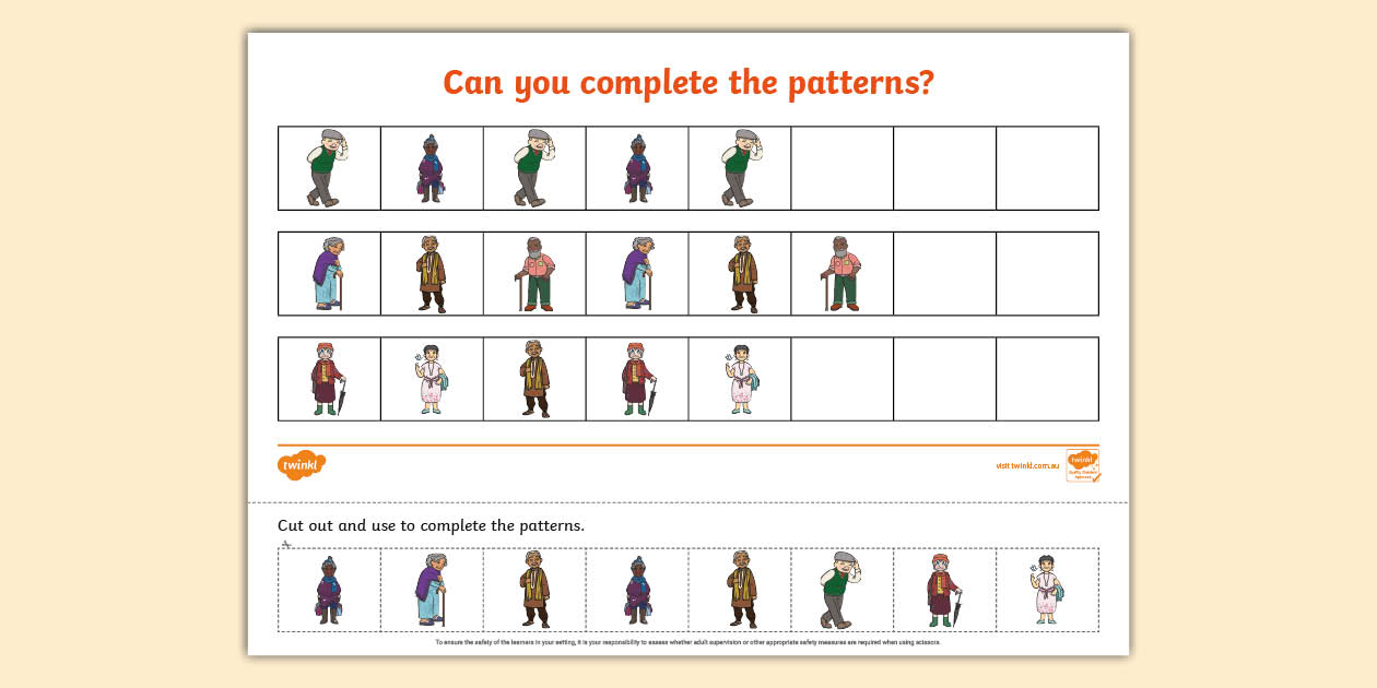 Grandparents Day Complete the Pattern Worksheet / Worksheet