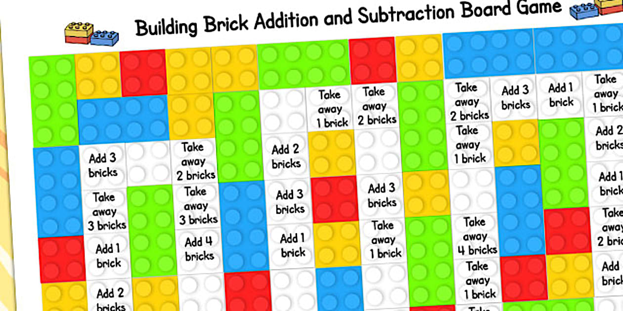 EYLF Building Bricks Addition and Subtraction Board Game