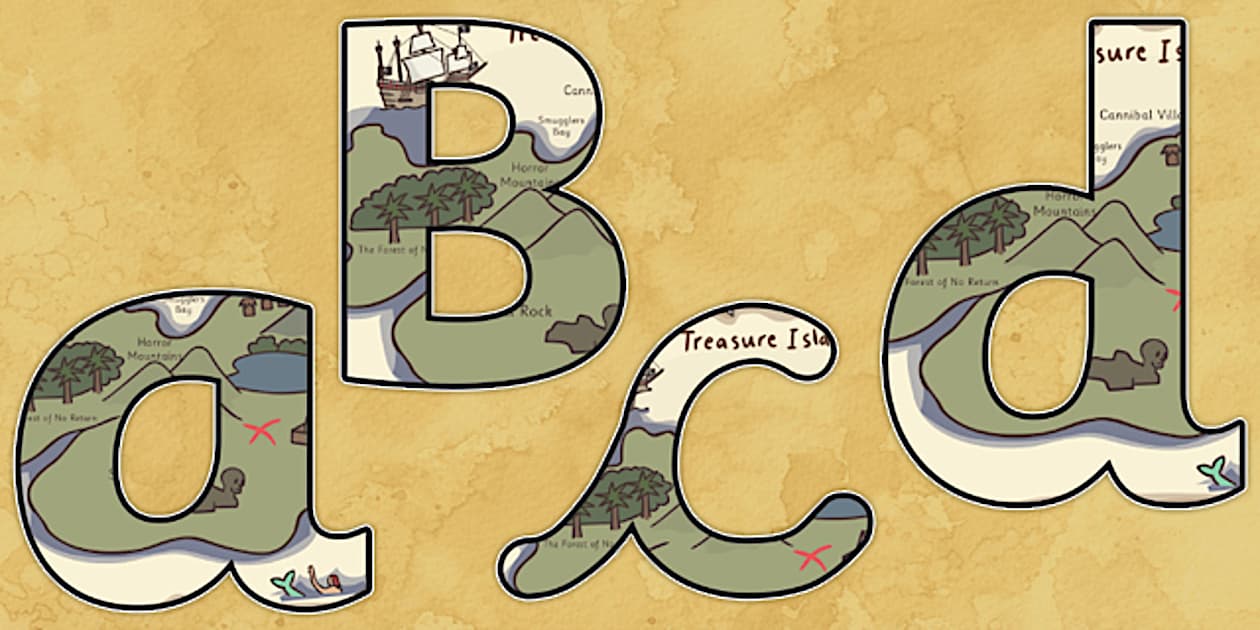 Cursive Pirate Treasure Map Display Lettering (Small)