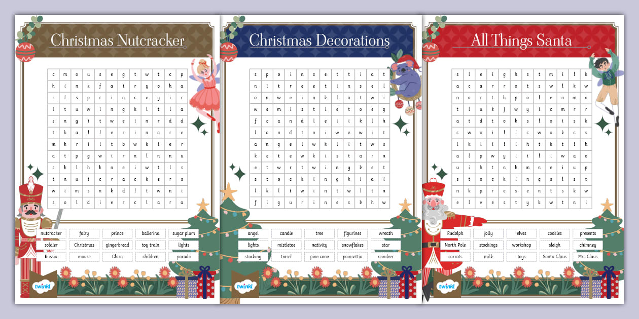 Nutcracker Christmas Word Searches (teacher made) - Twinkl