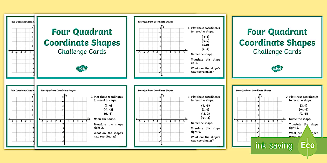 4 Quadrant Grid Interactive Cards - Coordinates and Shapes
