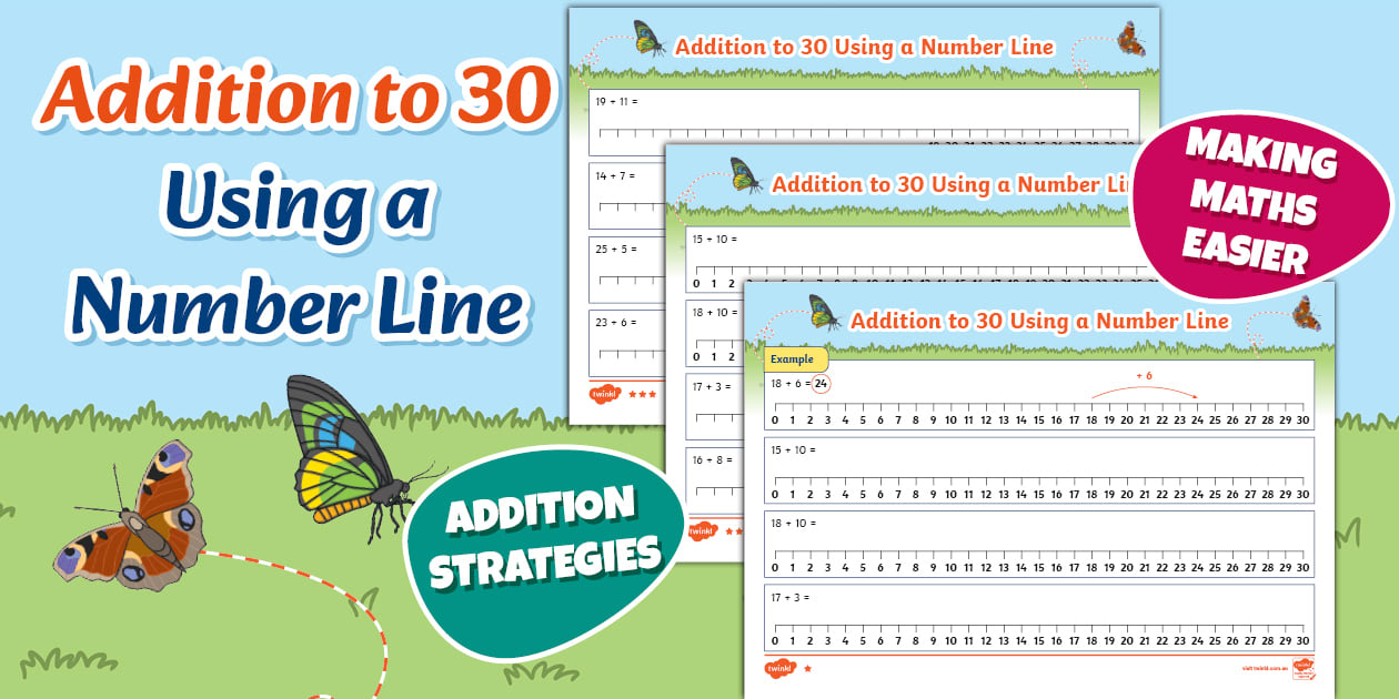 Addition to 30 Using a Number Line