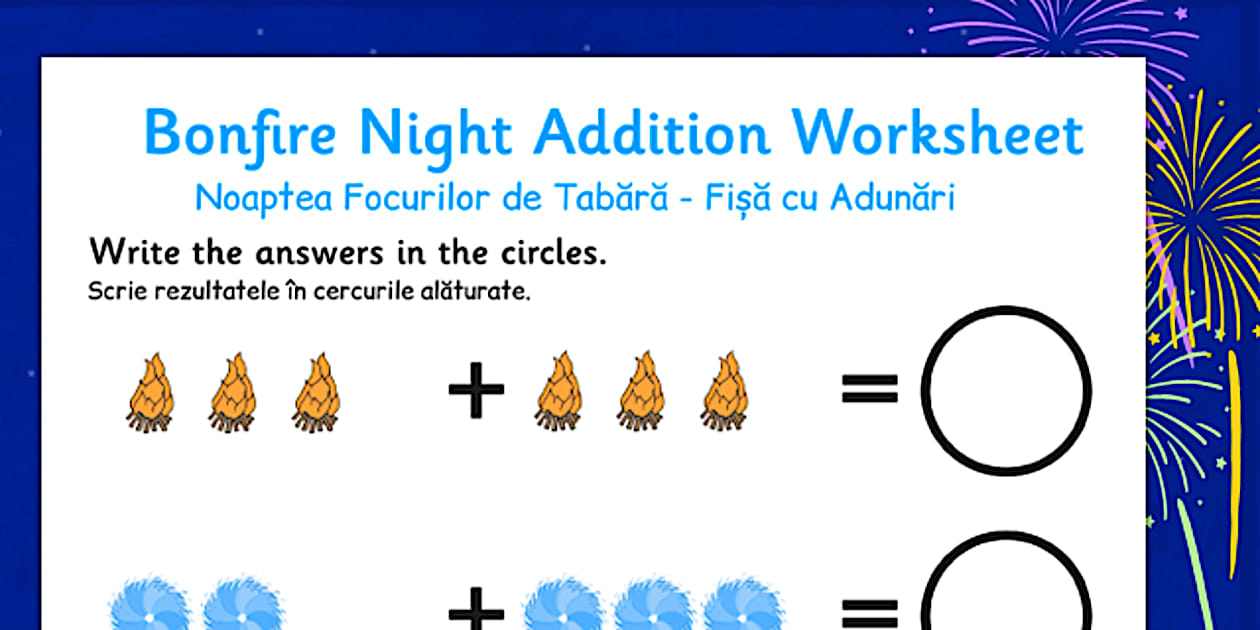 Bonfire Night Fireworks Addition Sheet Romanian Translation - romanian