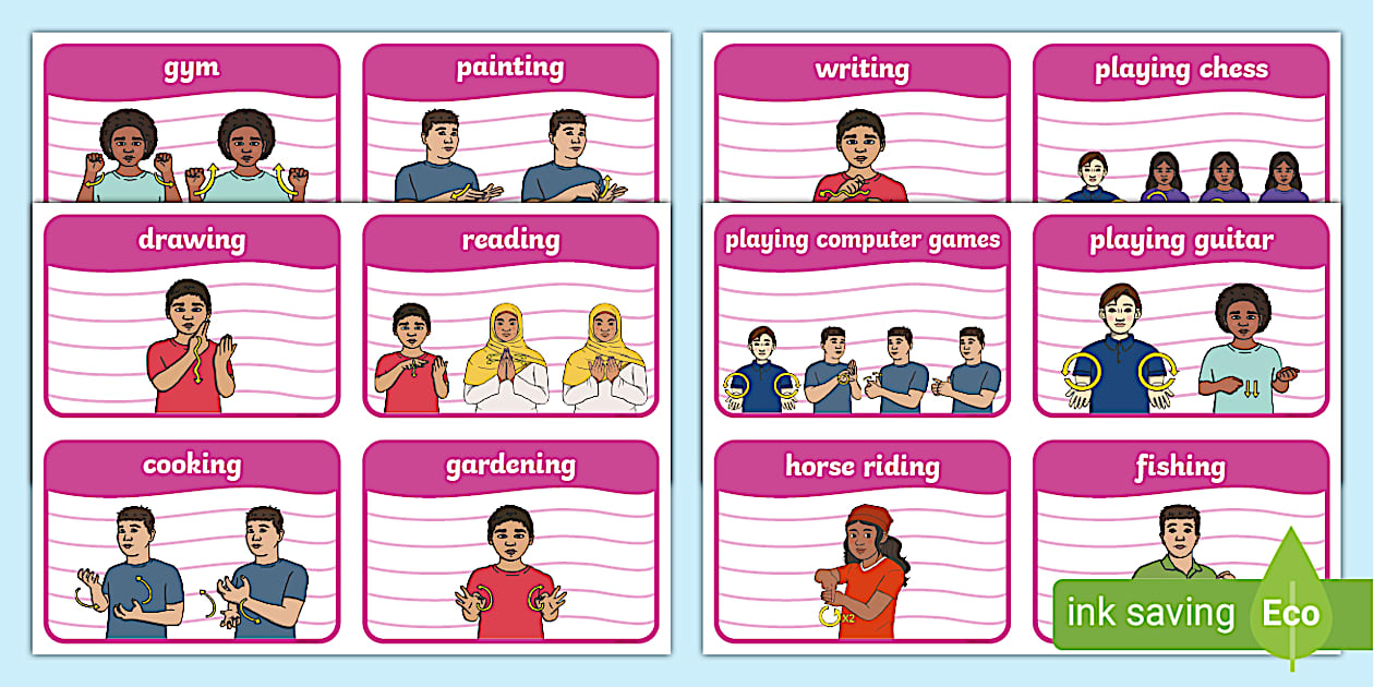 Auslan Hobbies Word Cards (teacher made) - Twinkl