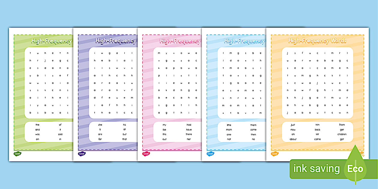 High-Frequency Words Word Search Pack | Kindergarten to G. 3