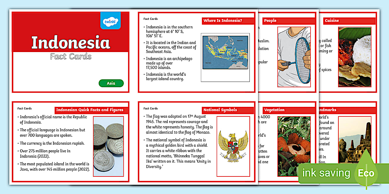 KS2 Indonesia Fact Cards (teacher made) - Twinkl