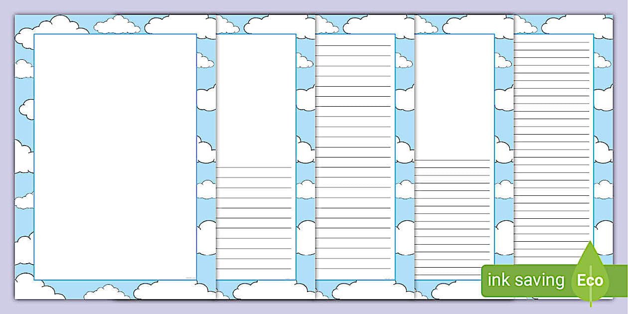 Cloud Page Borders - Writing - EYFS/KS1 (professor feito)