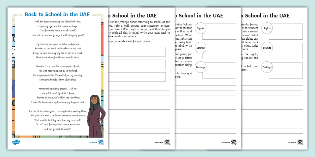 Back to School in the UAE Poem (teacher made) - Twinkl
