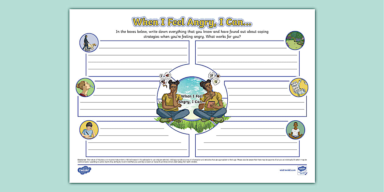 When I Feel Angry, I Can... Mind Map (teacher made) - Twinkl