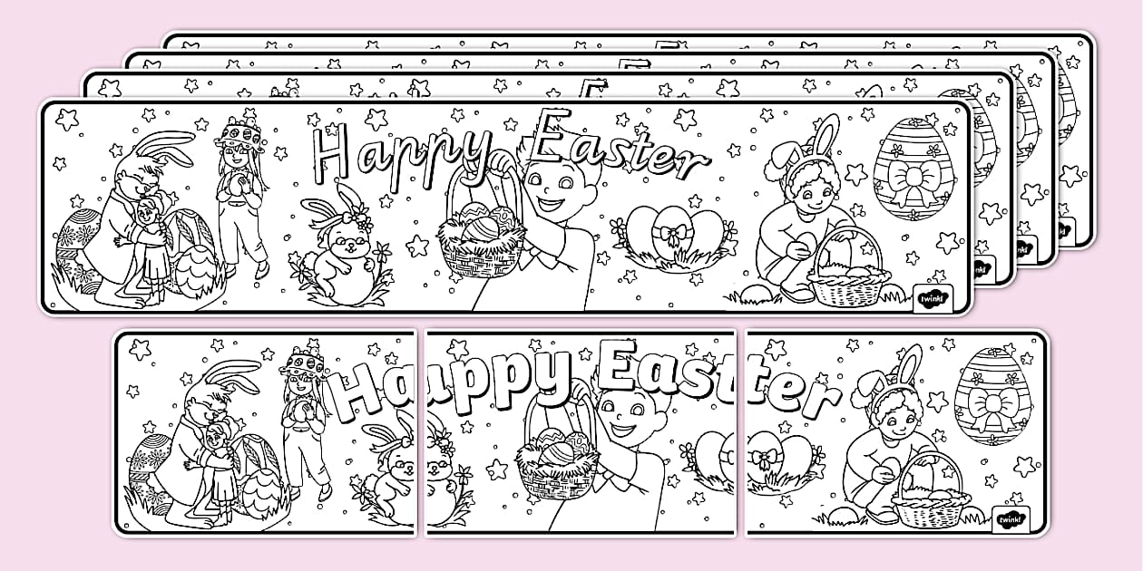 Happy Easter Colouring Display Banner (teacher made)
