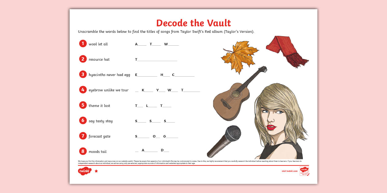 Red (Taylor's Version) - Decode the Vault (teacher made)