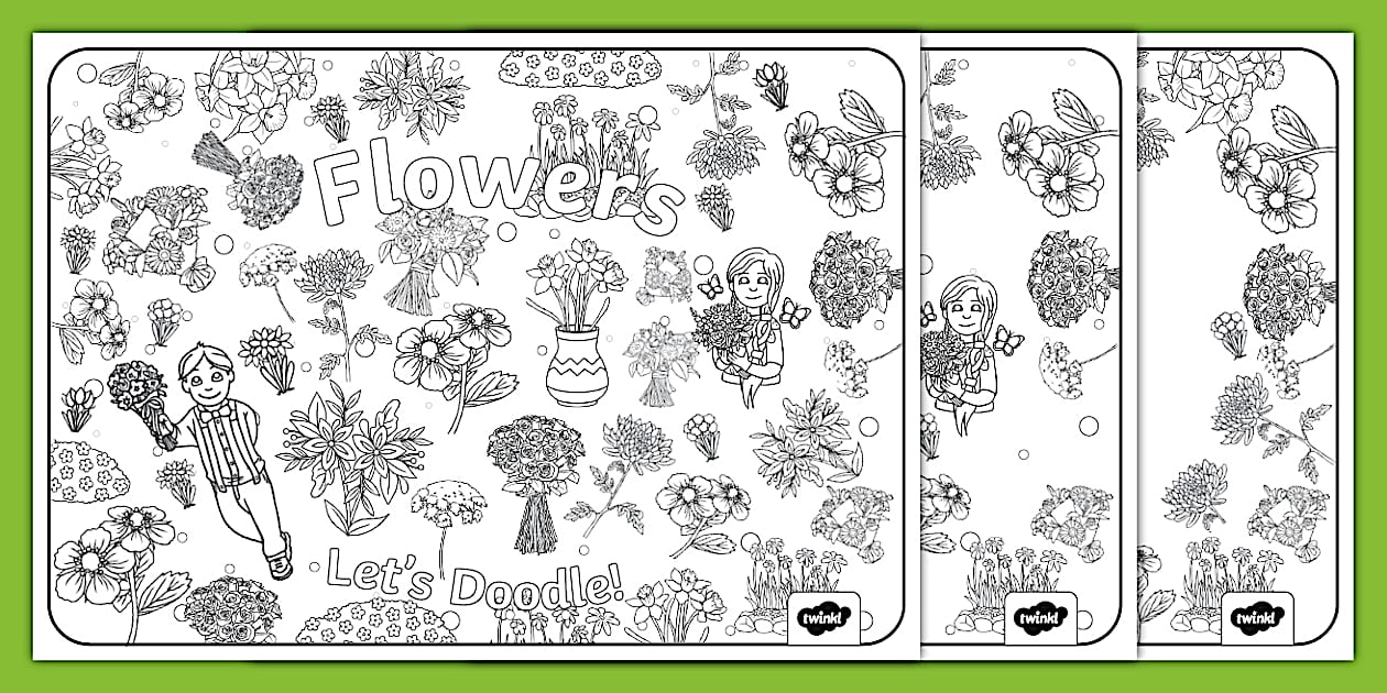 Flower Doodle Colouring Pages - KS1 (teacher made) - Twinkl