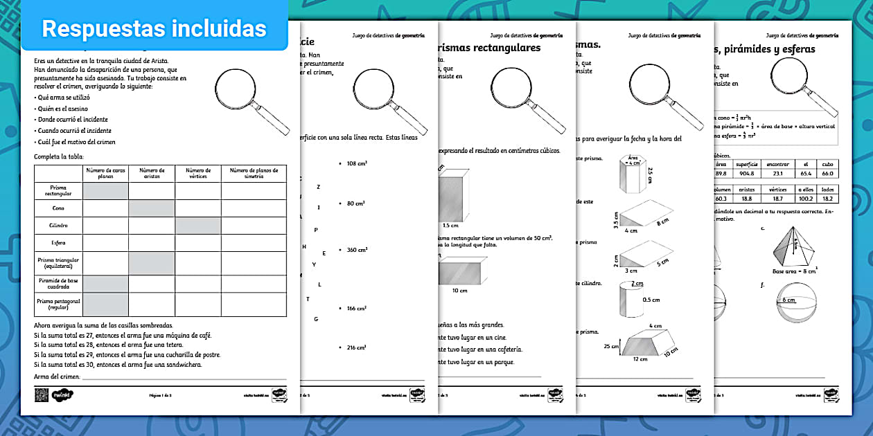 Pack de actividades: Juego de detectives de geometría