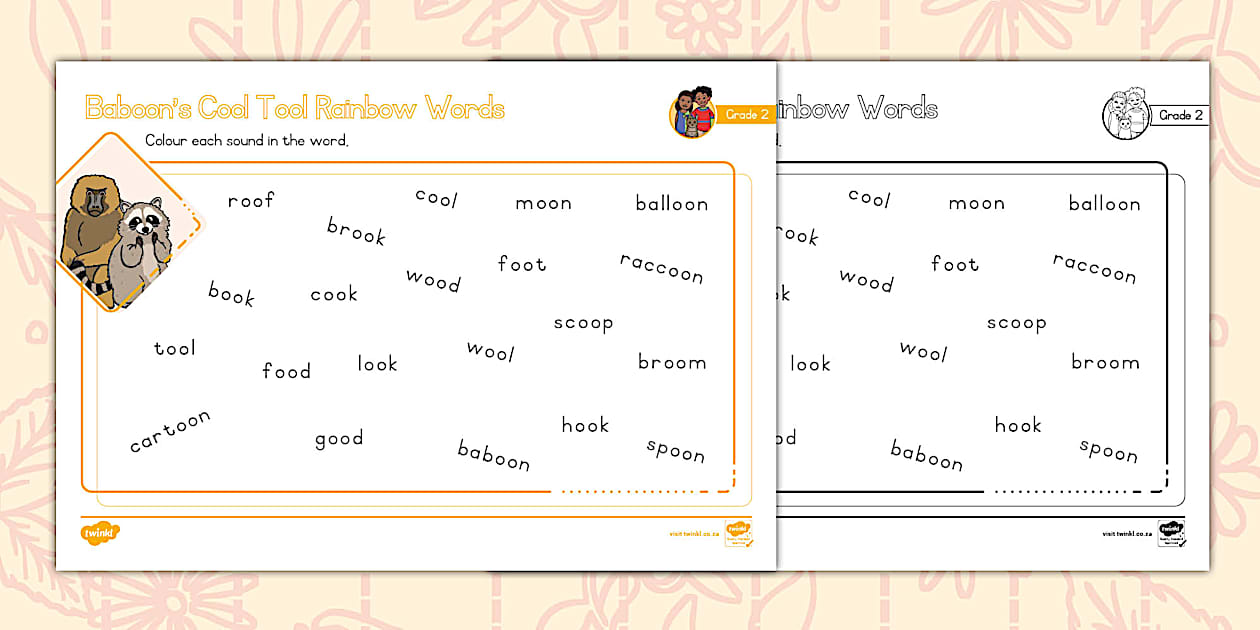 FP Phonics-oo Decodable Readers-Rainbow Words-Worksheet (CAPS)