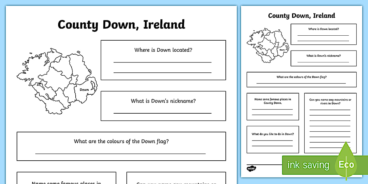 County Down Worksheet - Twinkl