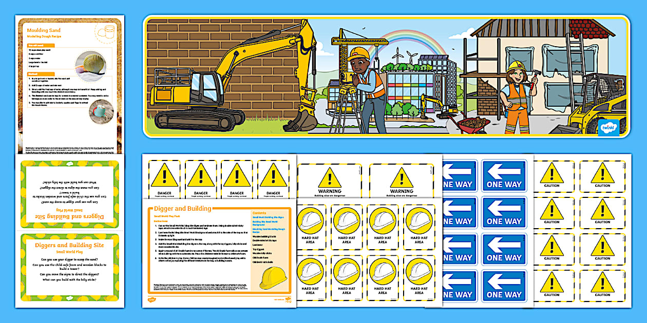 Diggers and Building Site Small World Play Idea and Printable Resource Pack