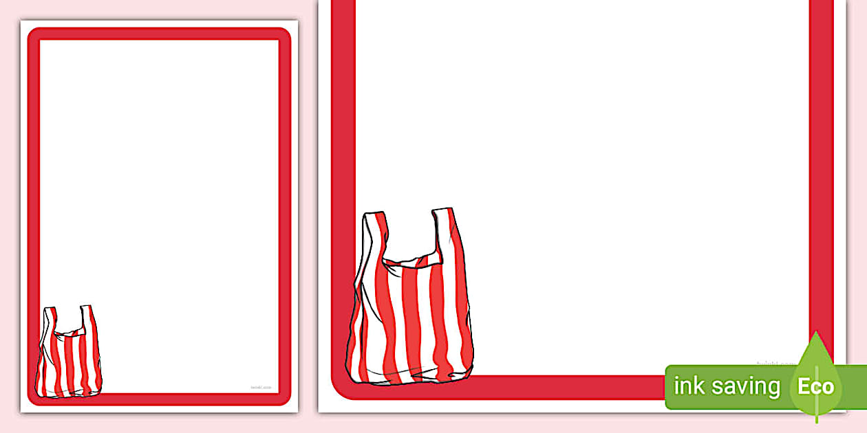 Plastic Carrier Bag Page Border (teacher made) - Twinkl