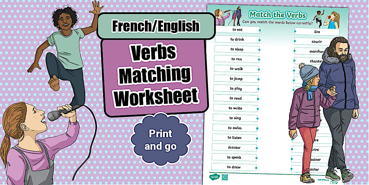 * NEW * Verbs Matching Worksheet French/English