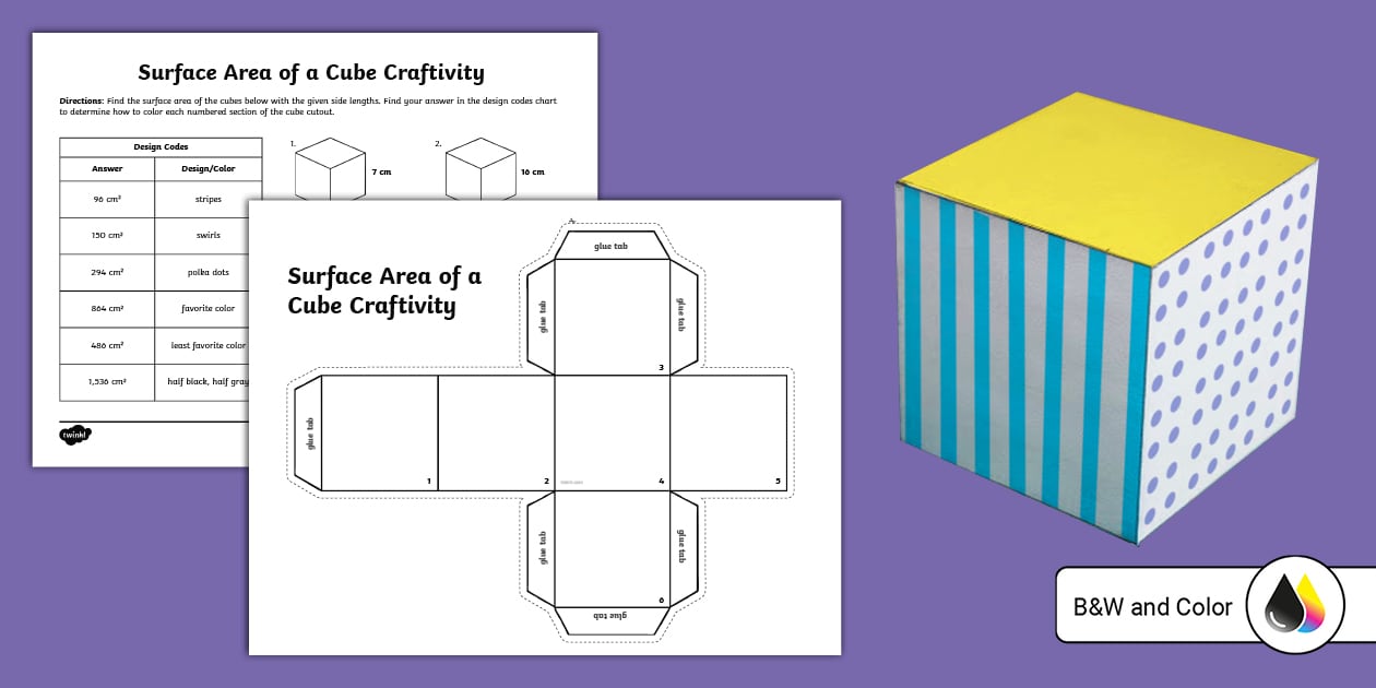 Fifth Grade Surface Area of a Cube Craftivity - Twinkl