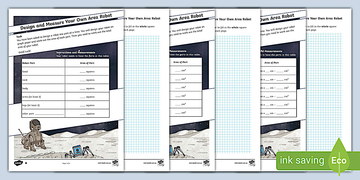 Area Robots Activity | Area of Composite Shapes | Twinkl