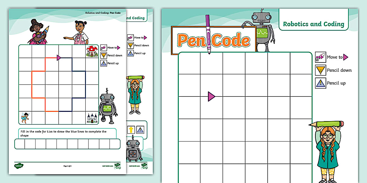 Grade 3 - Coding: Worksheet: Pen Code (professor feito)