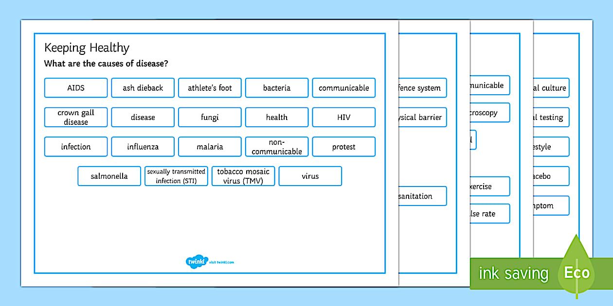 Keeping Healthy Word Mat (teacher made) - Twinkl