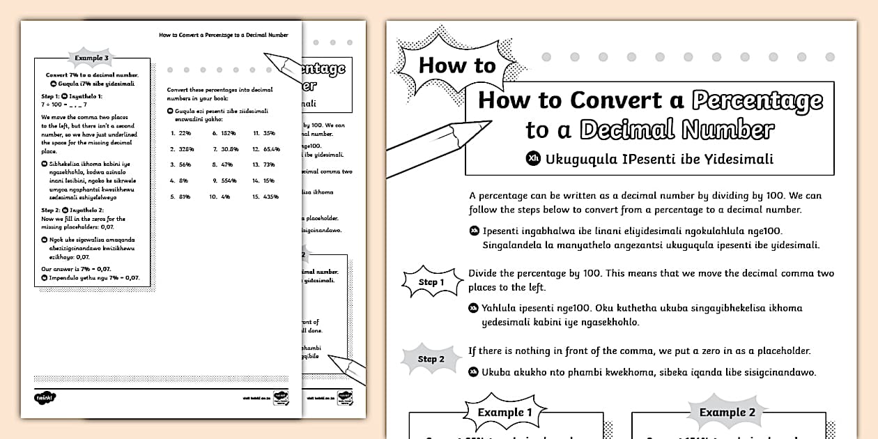 How To Convert a Percentage to a Decimal Number IsiXhosa