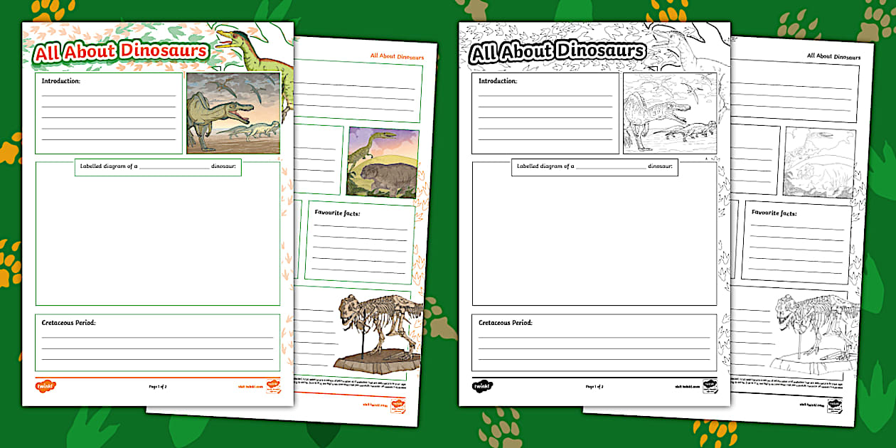 KS2 Dinosaur Non-Chronological Report Template - Twinkl