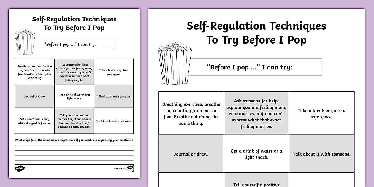 Self-Regulation Techniques To Try Before I Pop 3rd-5th Grade