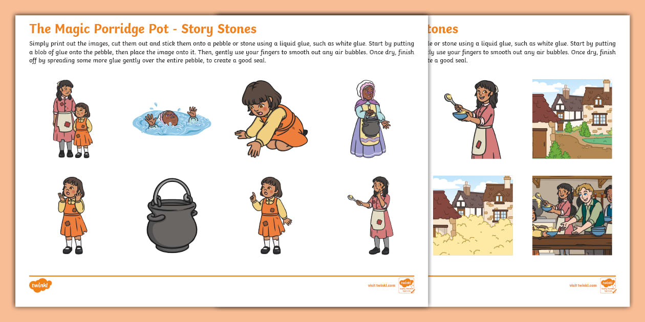 The Magic Porridge Pot Story Stone Image Cut-Outs | Twinkl