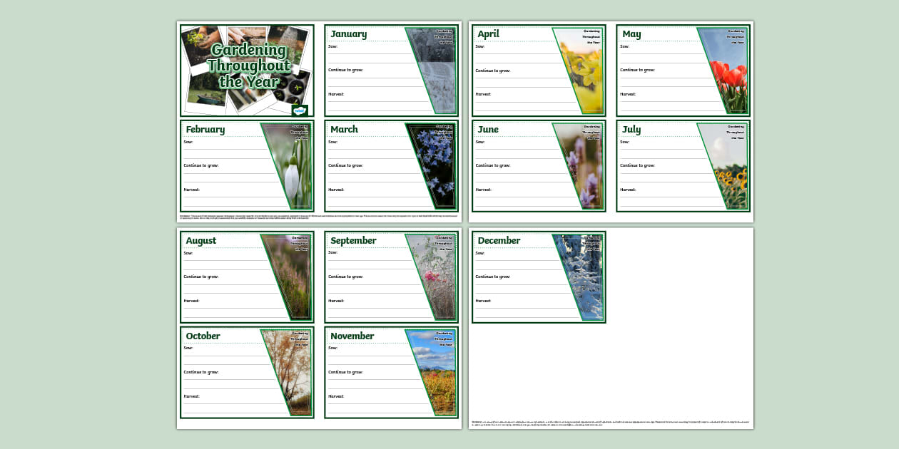 Gardening Throughout the Year Fact Cards Template - Twinkl
