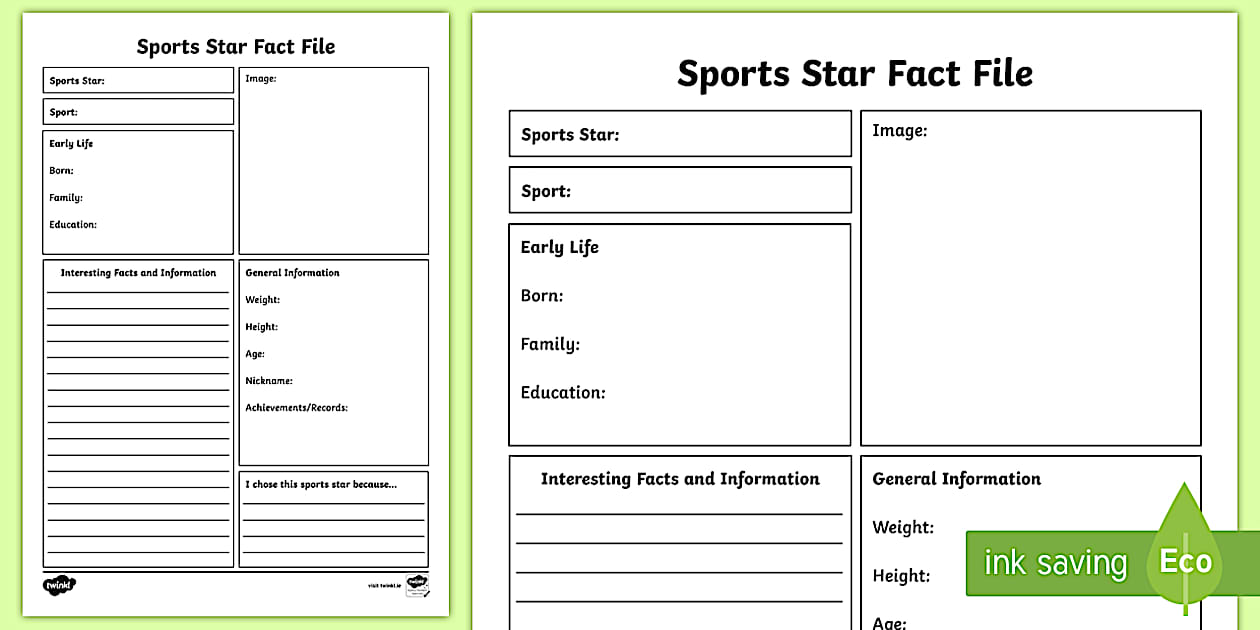 Editable Sport Star Fact File Writing Template - Twinkl