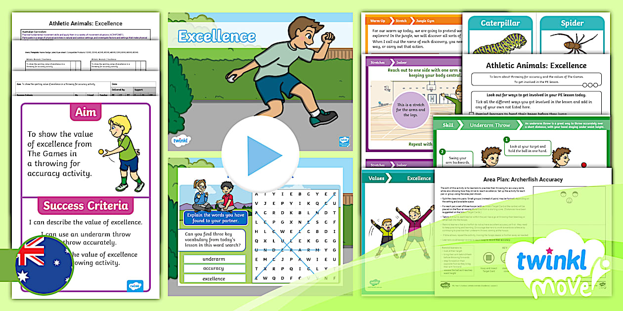 Move PE Year 2 Athletic Animals L2: Excellence Lesson Pack