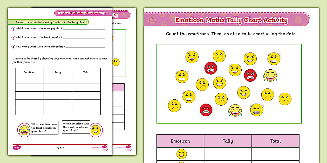 👉 Emoticon Maths Tally Chart Activity (teacher made)