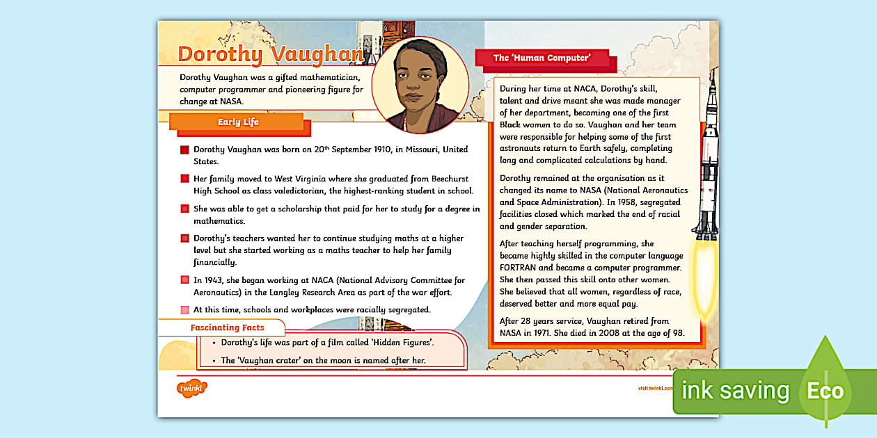 Dorothy Vaughan Fact File - Twinkl - KS2 (teacher made)
