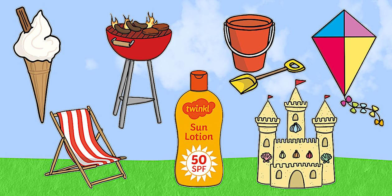 Large Summer Display Cut Outs (teacher made) - Twinkl