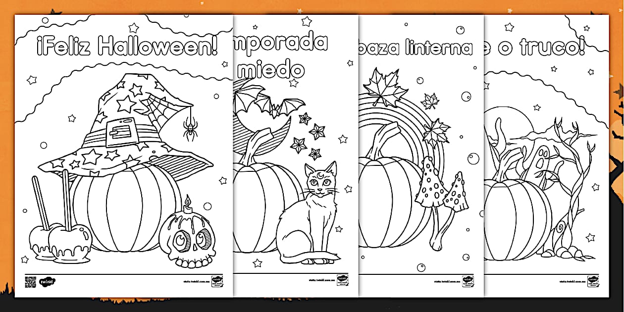 Hojas para colorear: Calabazas de Halloween