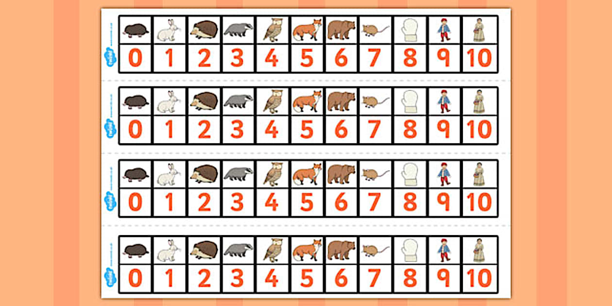 The Mitten Number Track 1-10 (teacher made) - Twinkl